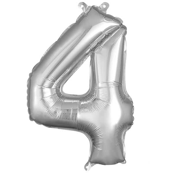 Number 4 Silver 7in – 1 piece – Boga Balloons
